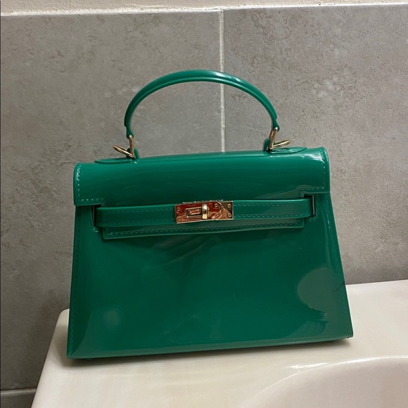 Bags | Stylish Green Man Made Material Handbag | Poshmark